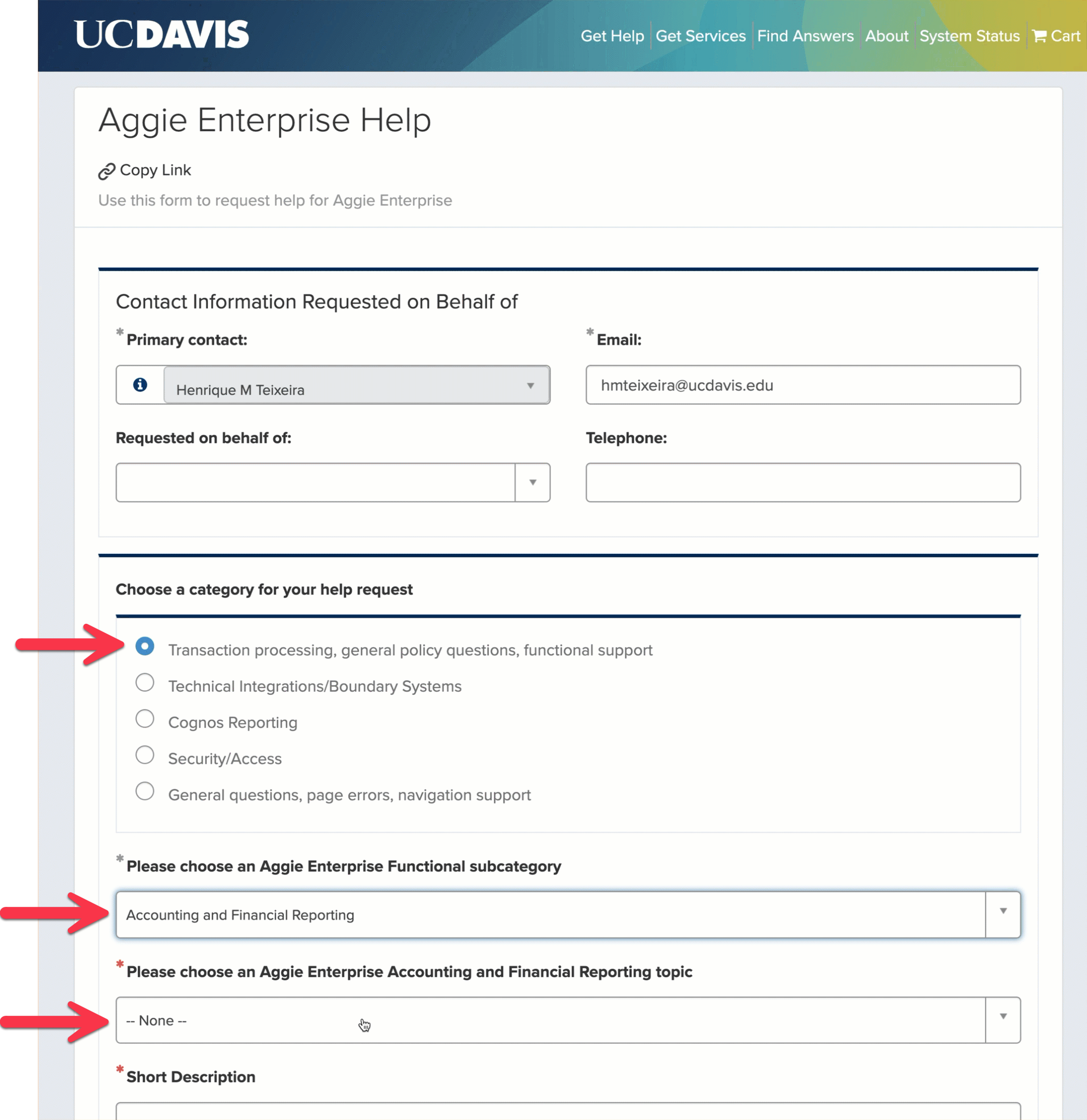 Choosing the Right Categories in the Aggie Enterprise Help Form | Aggie Enterprise